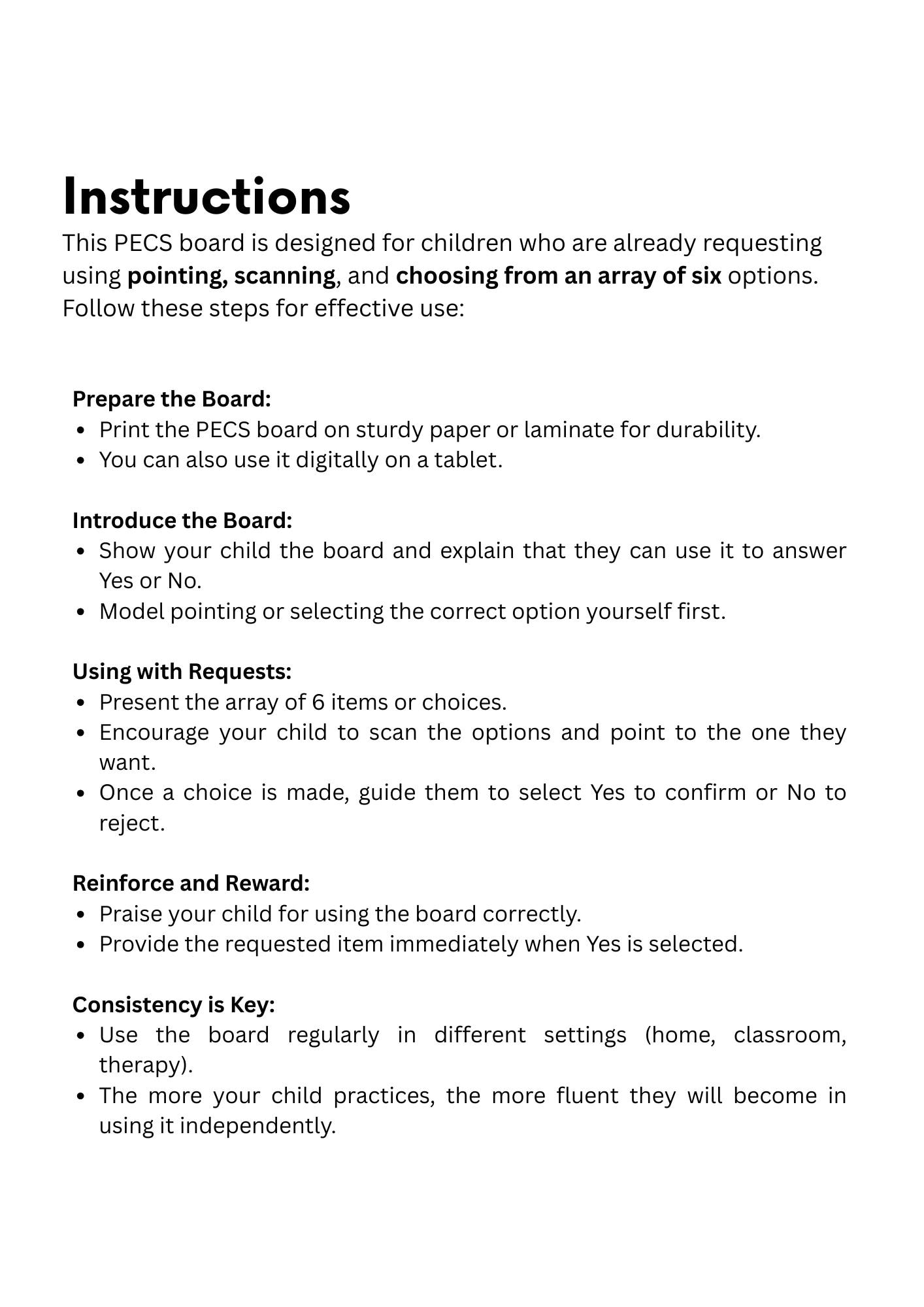 Printable PECS Communication Board: Yes/no Visuals (digital Download ...
