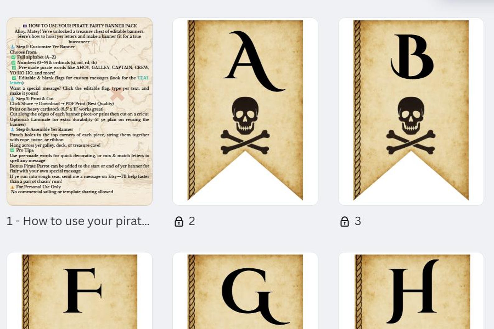 Editable Pirate Party Banner Printable – Full Alphabet, Numbers, Extra ...