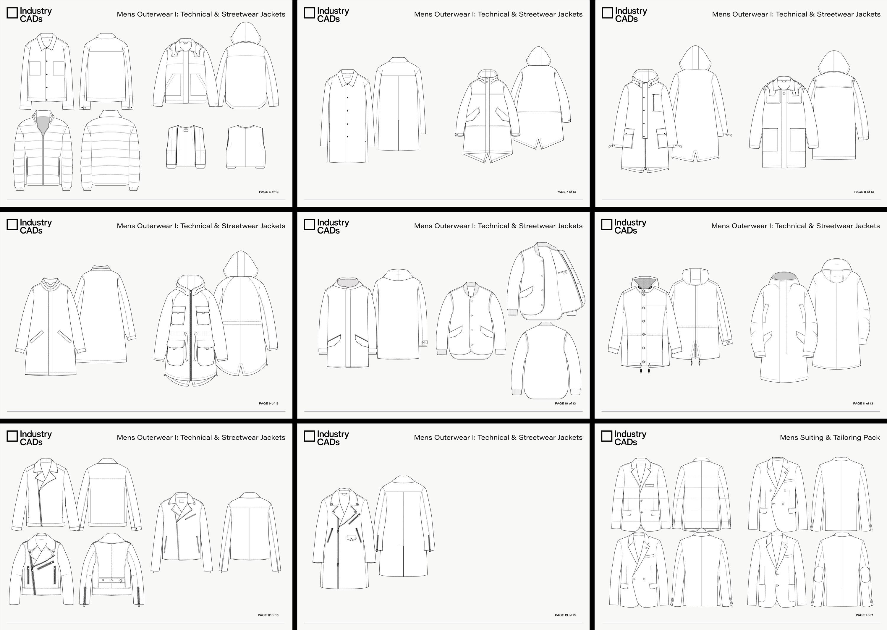 Mens Master Bundle - Premium Vector Fashion Mockups CAD Flat Sketches ...