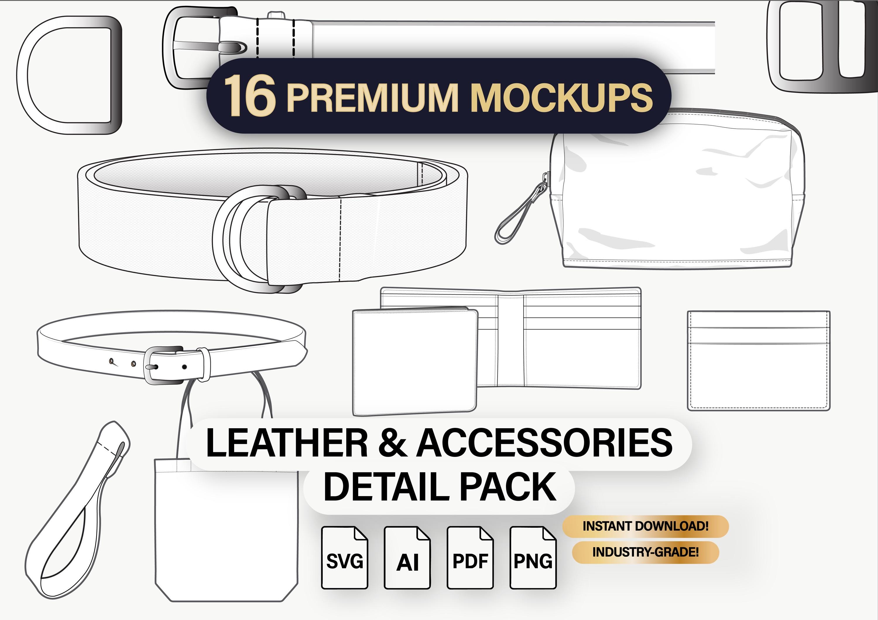 Leather and Accessories Pack - Premium Vector Fashion Mockups CAD ...