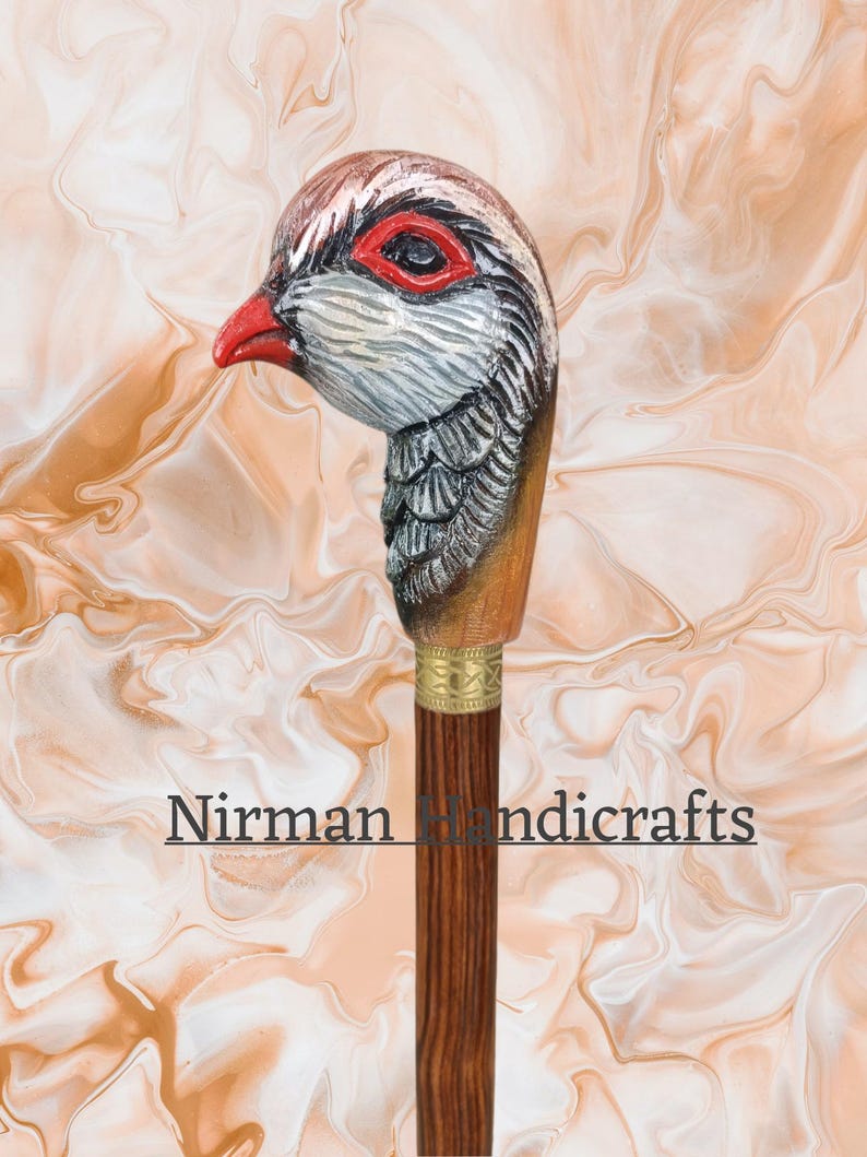 Hand Carved Bird Handle Walking Cane: Handmade Wooden Stick - Etsy