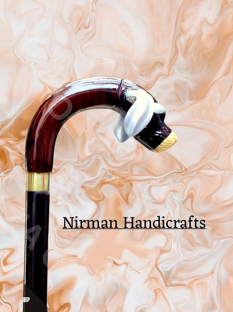 Hand Carved Dog Animal Walking Cane: Handmade Wooden Walking Stick Dog ...