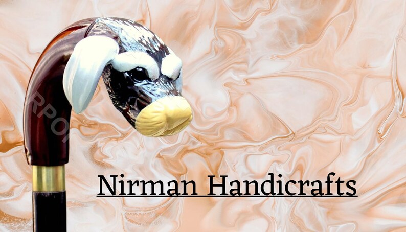 Hand Carved Dog Animal Walking Cane: Handmade Wooden Walking Stick Dog ...