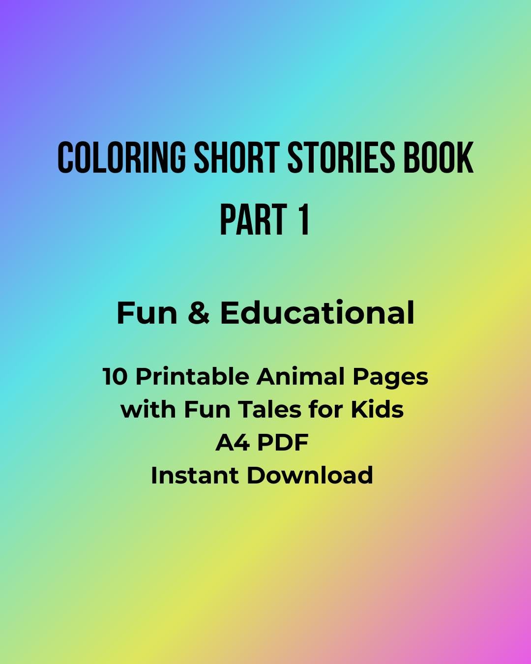 Animal Coloring Short Stories Book: Printable Kids Activity (PDF ...