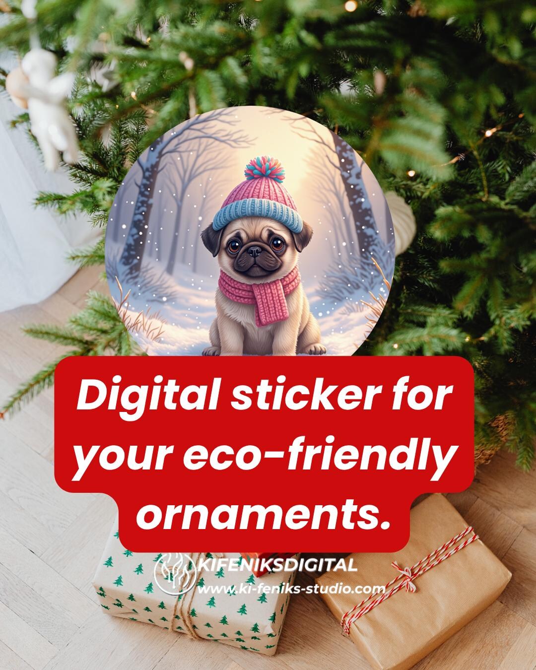 Winter Pug Sticker | Christmas Dog With Hat and Scarf (PNG SVG PDF) - Etsy