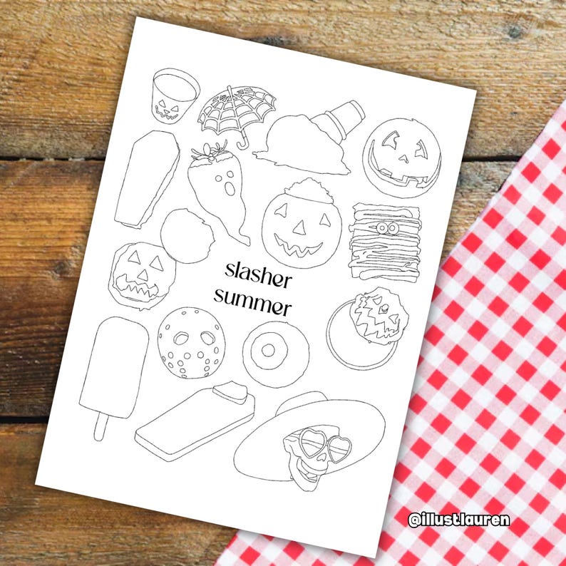 Summerween Themed Coloring Page Inspired Digital Art Collage Design ...