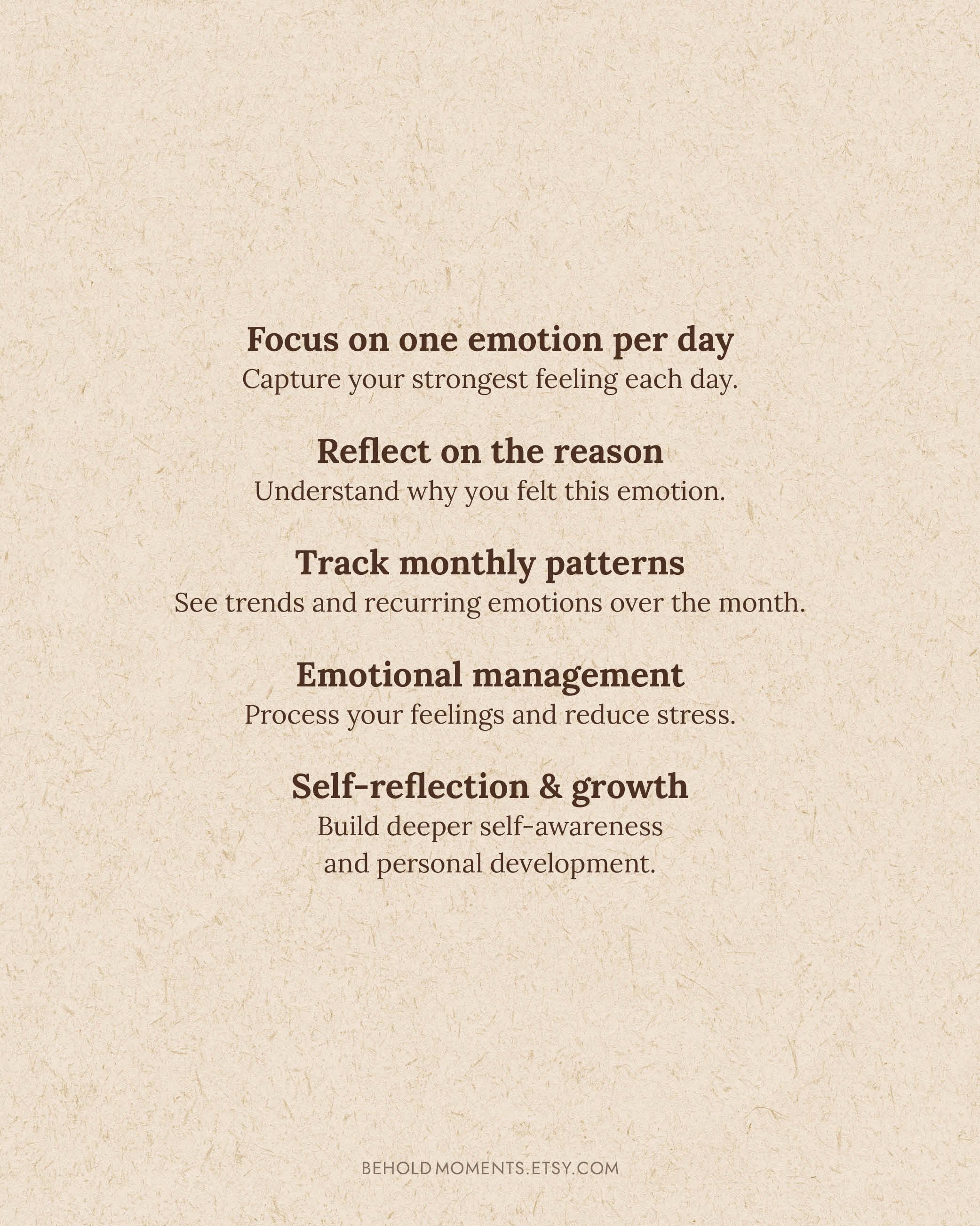 Monthly Emotion Log: Self-reflection Journal (printable PDF) - Etsy