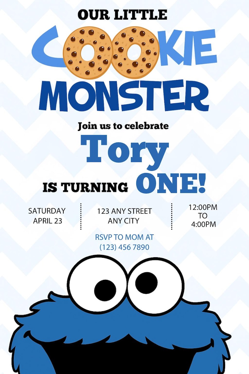 Editable Cookie Monster Birthday Invitation, 5x7 (digital Download) - Etsy