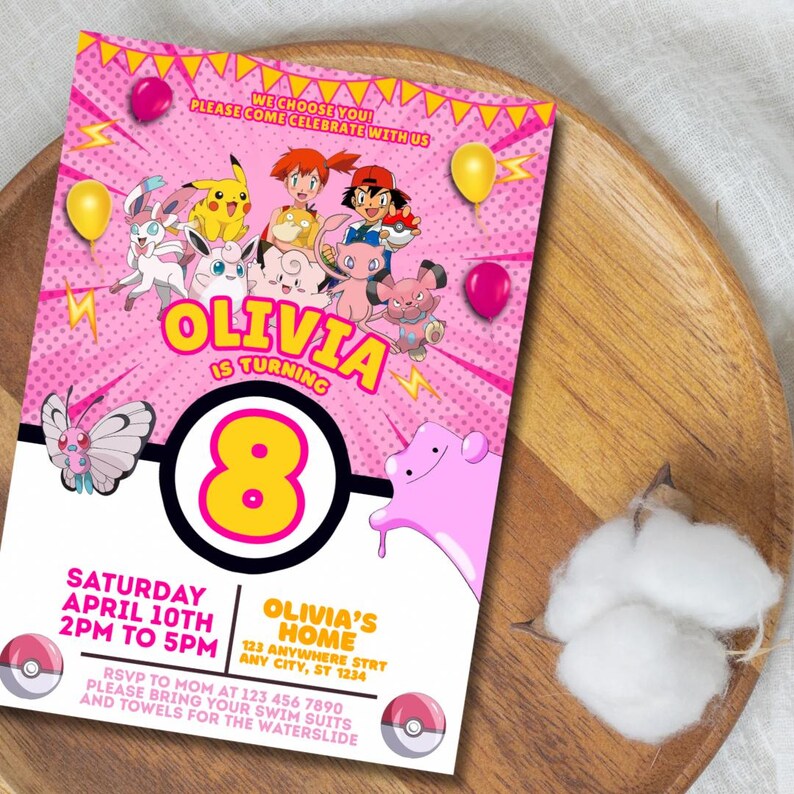Editable Pokemon Birthday Invitation, Printable Party Invite (digital ...