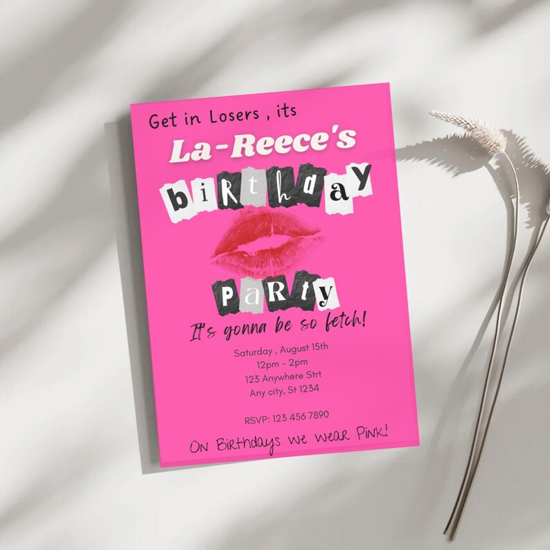 Mean Girls Birthday Invitation: Editable Party Template (5x7 Digital ...
