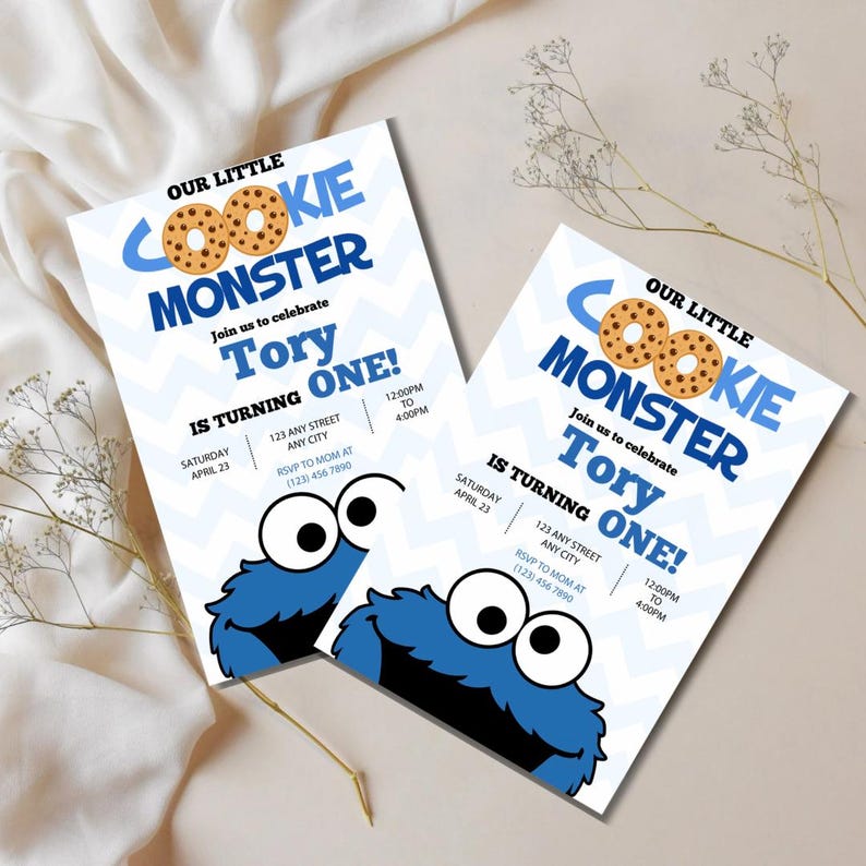 Editable Cookie Monster Birthday Invitation, 5x7 (digital Download) - Etsy
