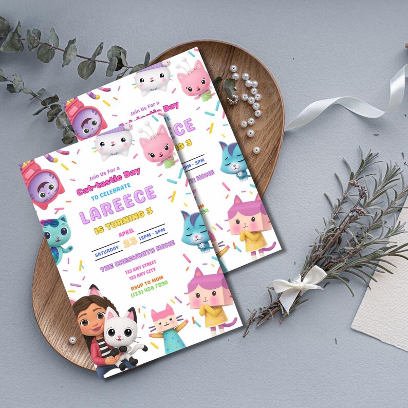 Gabby's Dollhouse Birthday Invitation: Editable Pandy Party Invite ...