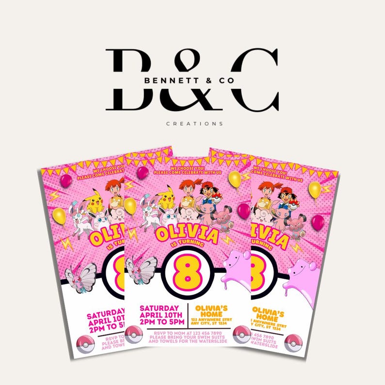 Editable Pokemon Birthday Invitation, Printable Party Invite (digital ...