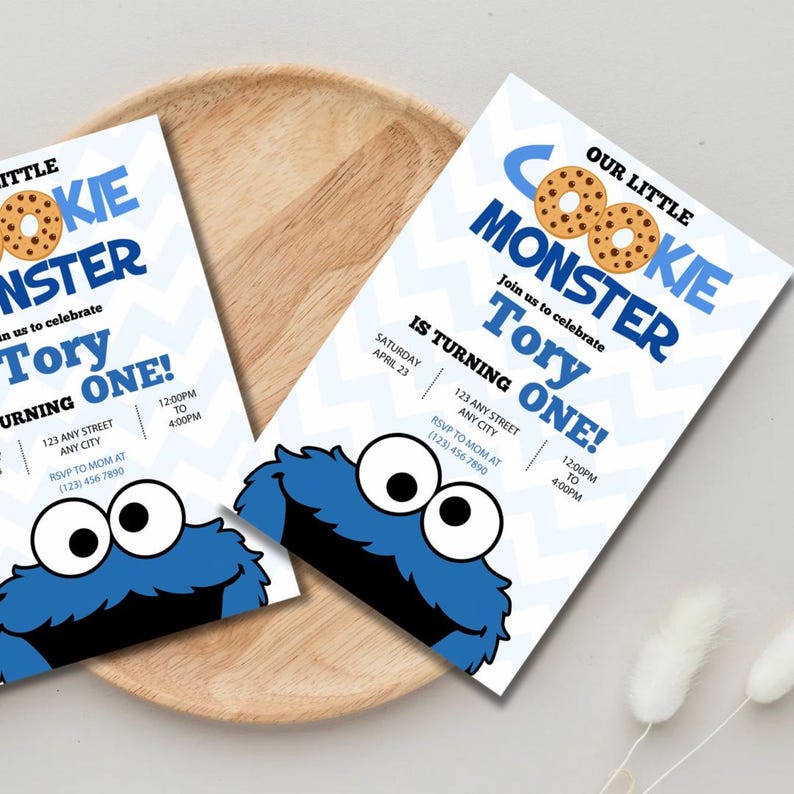 Editable Cookie Monster Birthday Invitation, 5x7 (digital Download) - Etsy