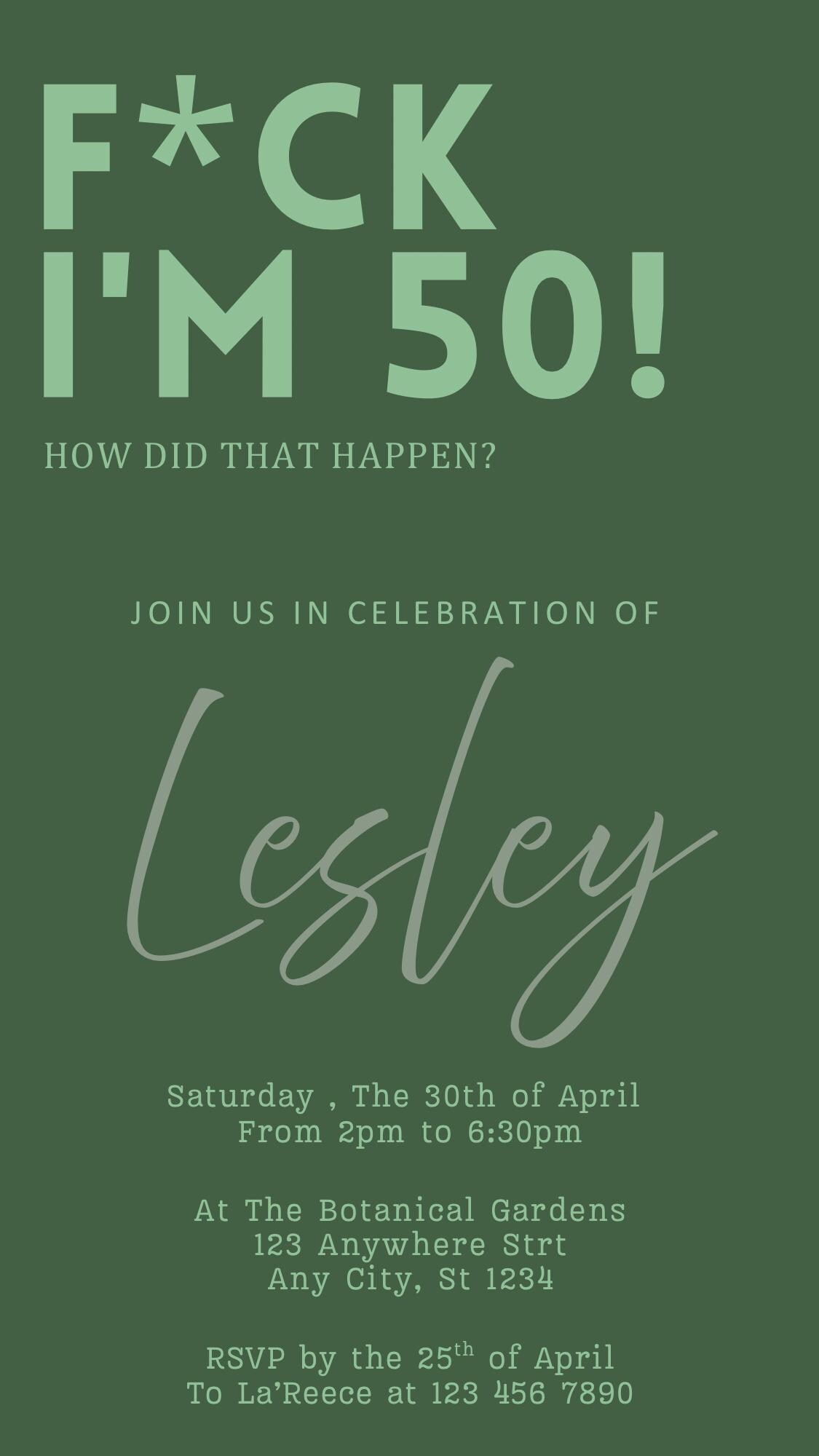 Editable 50th Birthday Invitation: Modern Party Invite (digital ...