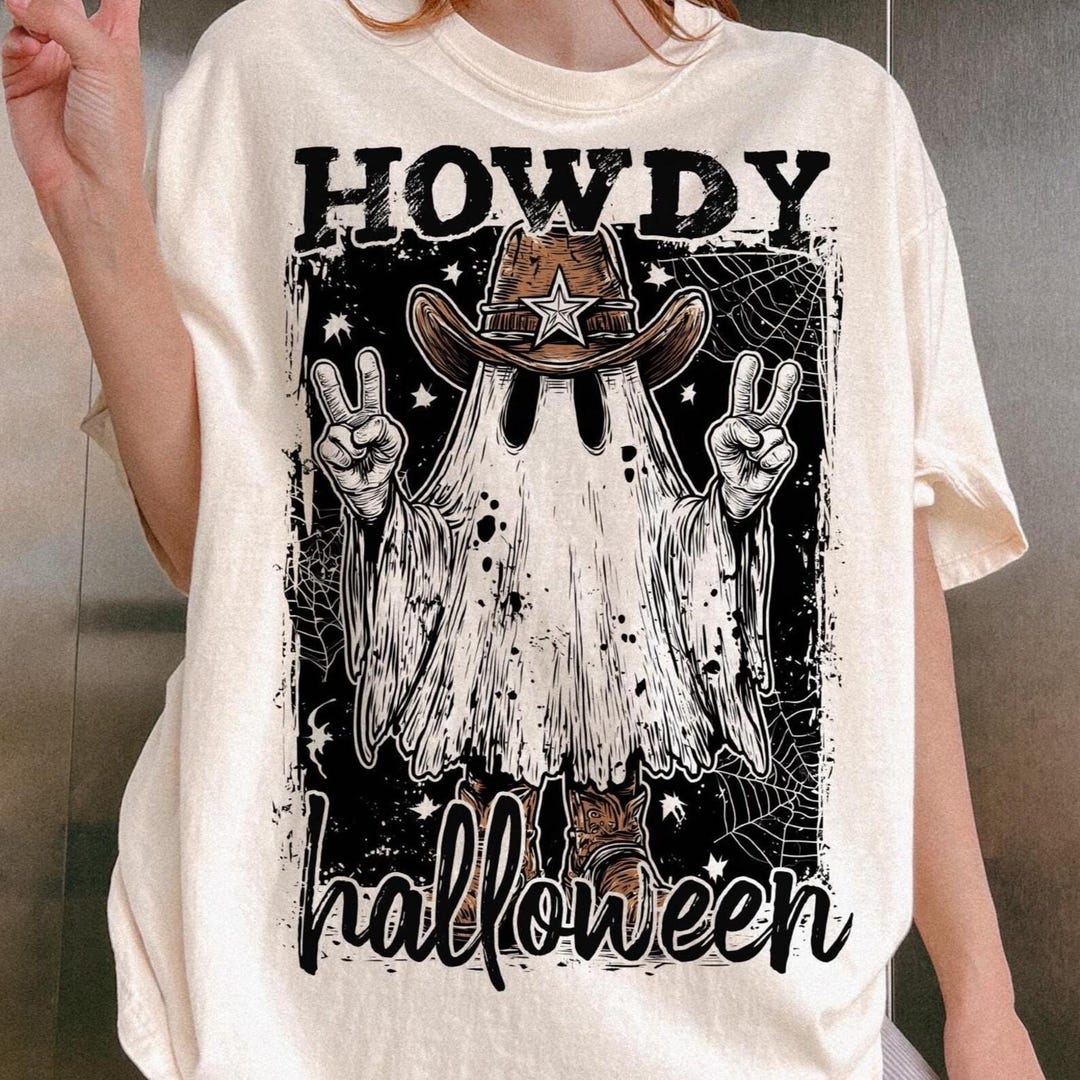 Howdy Halloween PNG | Western Ghost Sublimation Design| Cowboy Ghost ...