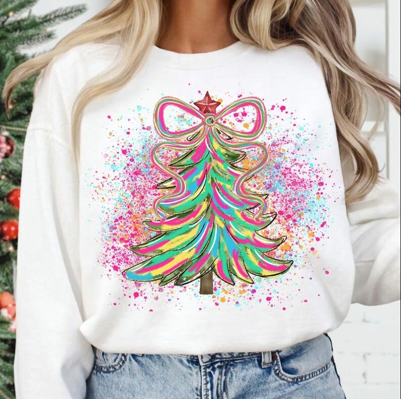 Rainbow Christmas Tree PNG: Holiday Bow Clipart (digital Download) - Etsy