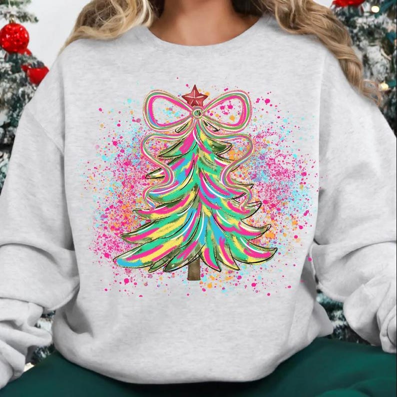 Rainbow Christmas Tree PNG: Holiday Bow Clipart (digital Download) - Etsy