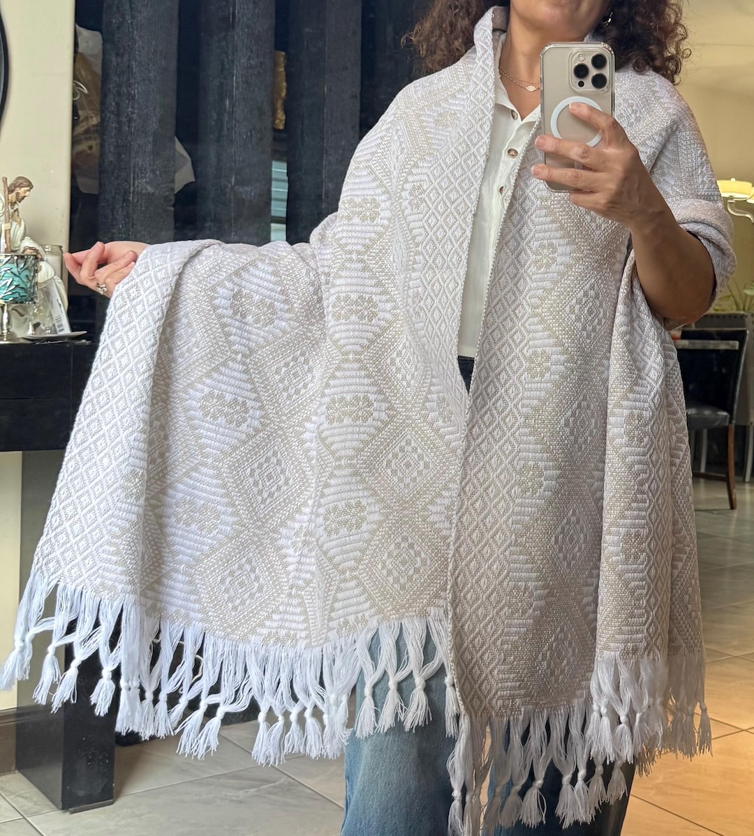 Traditional Handwoven Mexican Rebozo Shawl From Puebla | Loom-woven ...