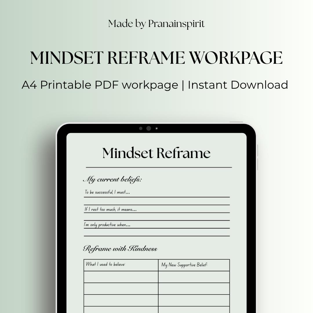Mindset Reframe Worksheet | Printable PDF for Positive Thinking ...