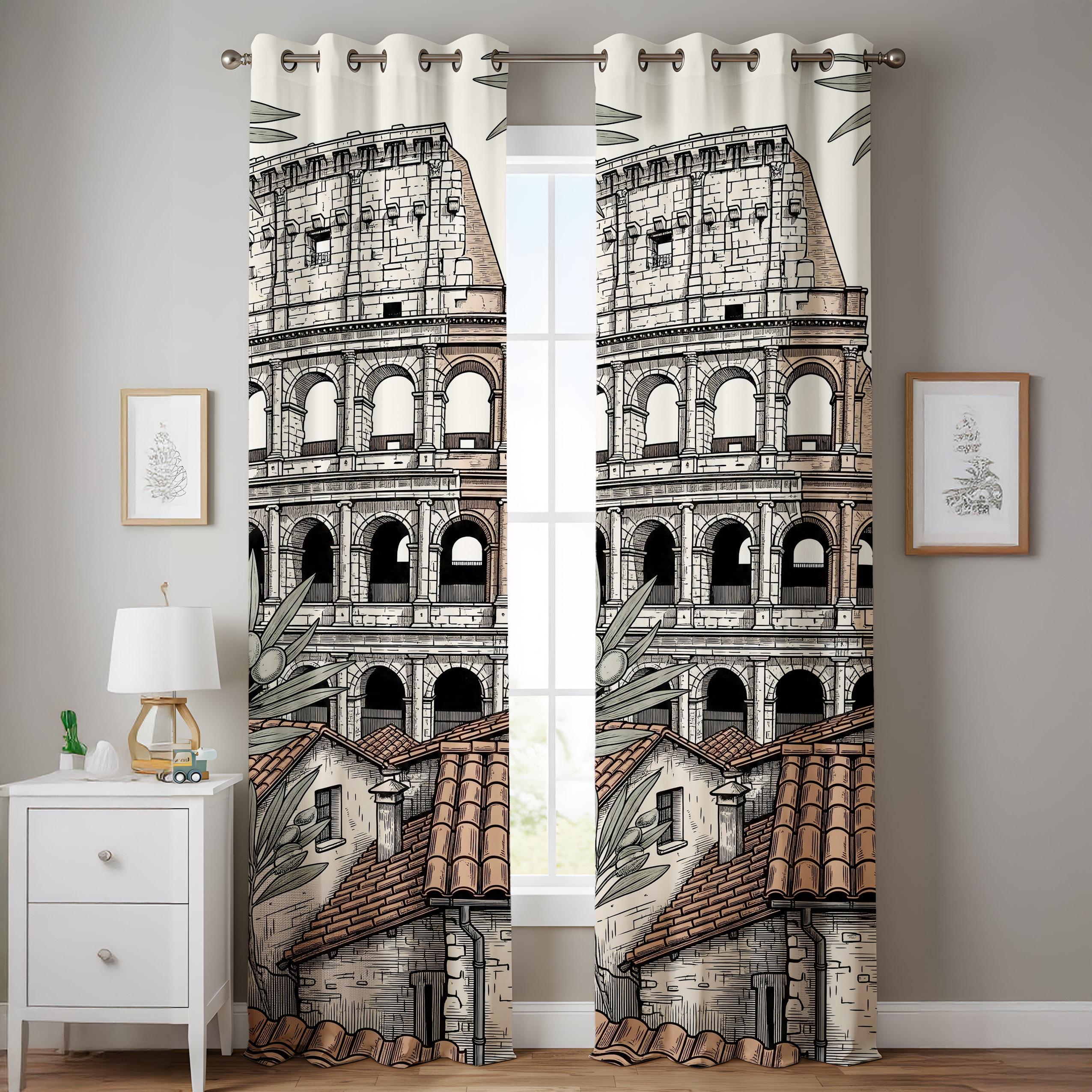 Colosseum & Olive Branch Curtain - Roman Heritage Design - Etsy