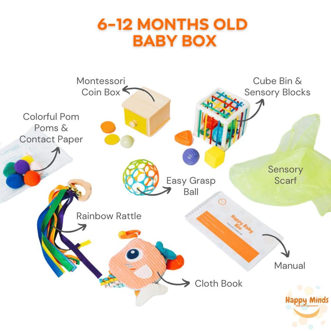 Montessori Baby Activity Box | Sensory Toy Set, Baby Box 6–12 Months - Etsy