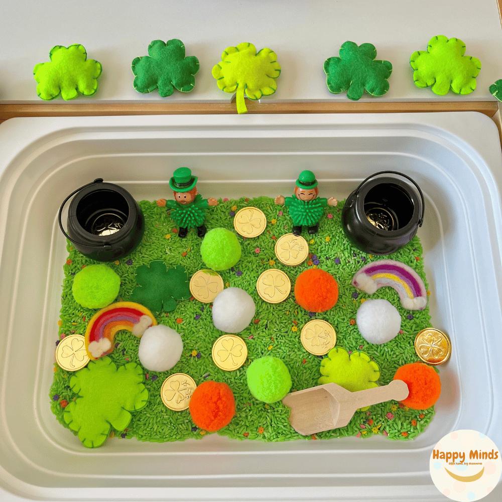 St. Patricks Sensory Bin (4 Cups), Sensory Play, St. Patrick's Day Bin ...
