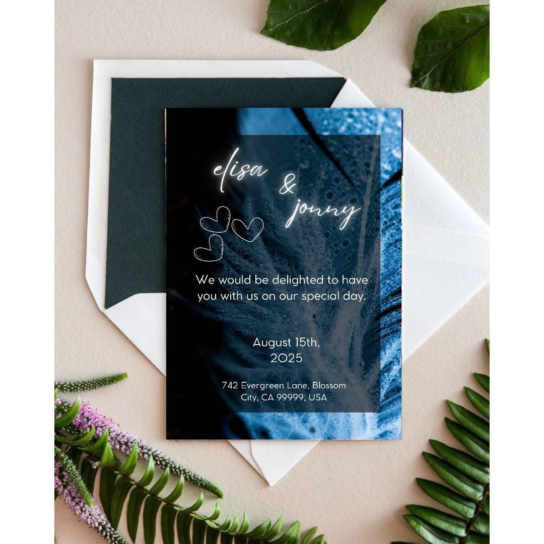 Digital Wedding Invite Template – Modern Script Font – Editable Canva ...