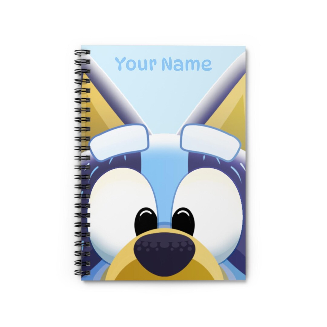 Personalized Funny Bluey Notebook, Custom Name Spiral Journal, Ruled ...