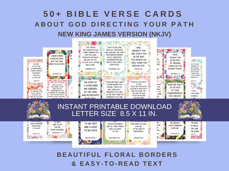 50+ Printable Bible Verse Cards About God Directing Your Path ...