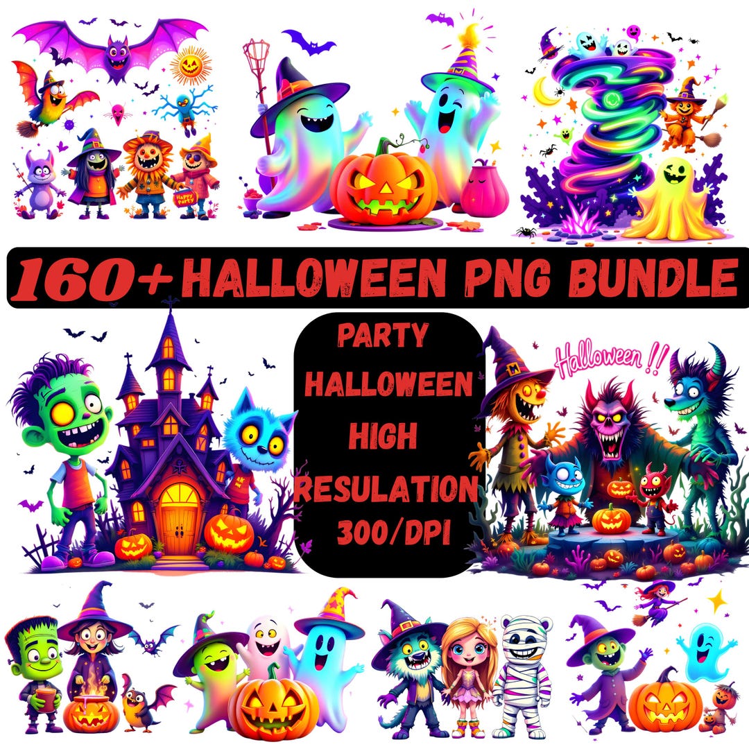 Mega Halloween Clipart Bundle 160 PNG | Cute Pastel Halloween Mega Pack ...
