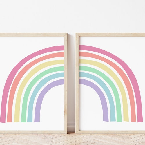 Pastel Rainbow Wall Art Set of 2 Prints or Canvases Boho - Etsy