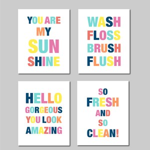 Bathroom Wall ART, Colorful Kids Decor, Bathroom Wall Decor, Rainbow ...