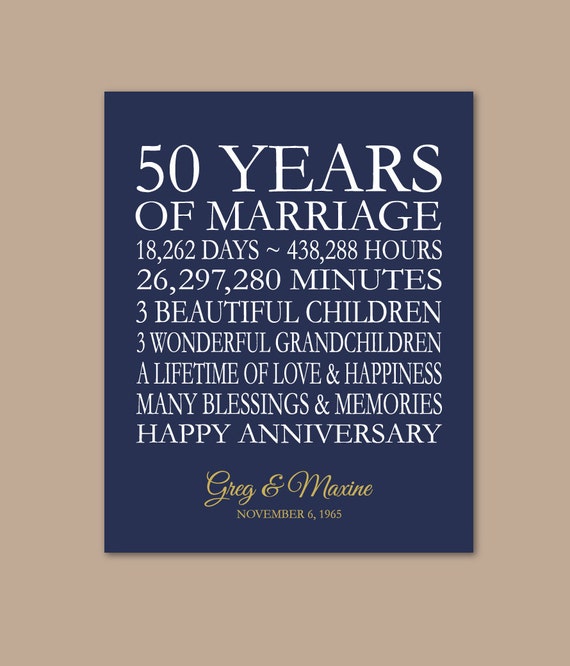50th Anniversary Gifts Golden Anniversary 50th Wedding | Etsy
