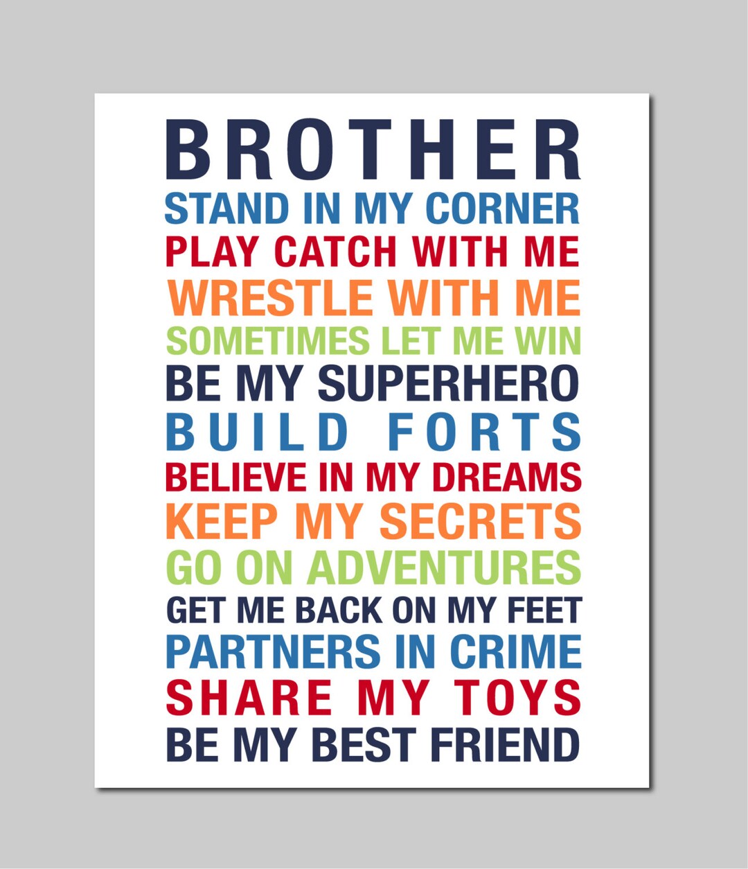 Big Brother Print Brothers Print Boy Room Decor Boys Rules Boy Room Art ...