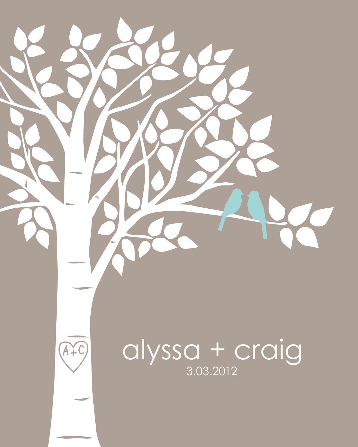 Guest Book Tree Personalized Wedding Print 16x20 75 | Etsy