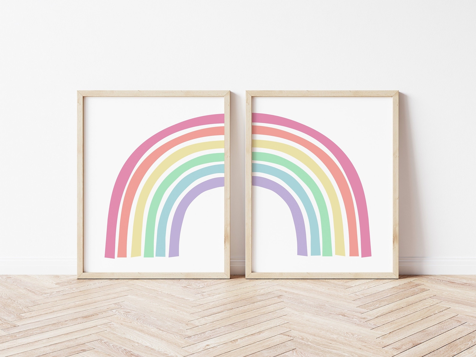 Pastel Rainbow Wall Art Set of 2 Prints or Canvases Boho - Etsy