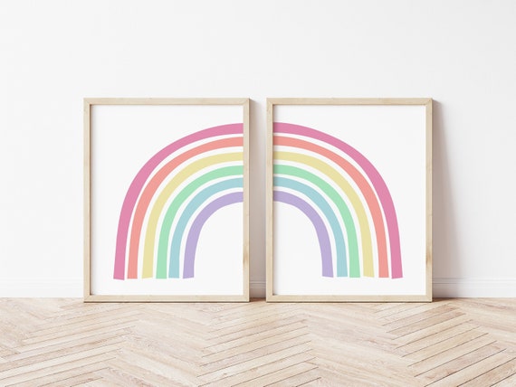 Pastel Rainbow Wall Art Set of 2 Prints or Canvases Boho - Etsy