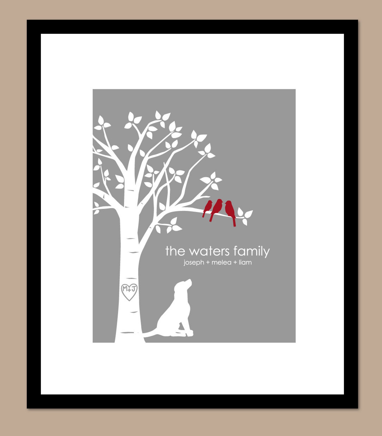 Family Tree Wallart, Personalized Family Tree, Labrador Retriever Art ...