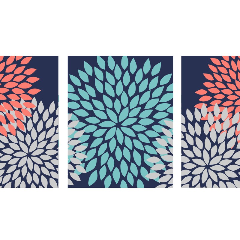 Coral Teal Gray - Etsy