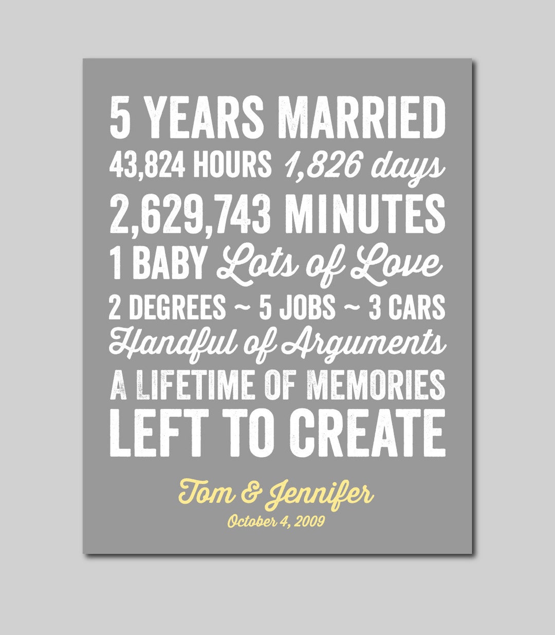 5 Year Anniversary, 5 Year Married Sign, Anniversary Gift for Wife ...