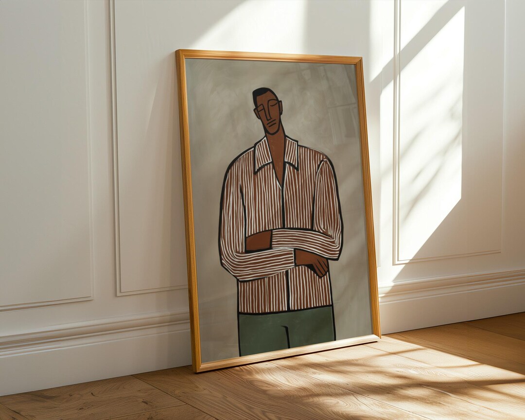 Abstract Male Portrait Art Print, Modern Figurative Illustration ...