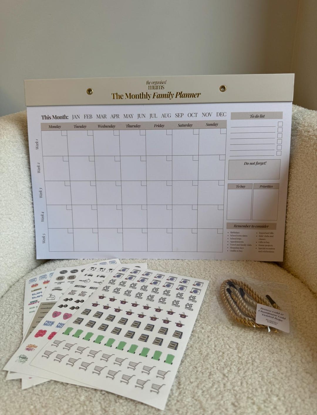 Monthly Family Planner With Stickers, Undated Calendar, Organised Mums ...