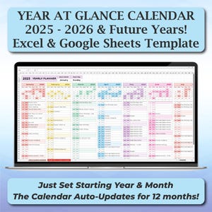 One-page Monthly Planner, 12 Months Yearly Overview Spreadsheet for ...