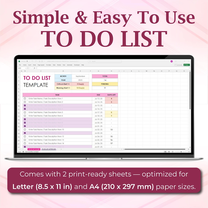 To Do List Excel Template, Task Tracker Spreadsheet, Weekly Planner ...