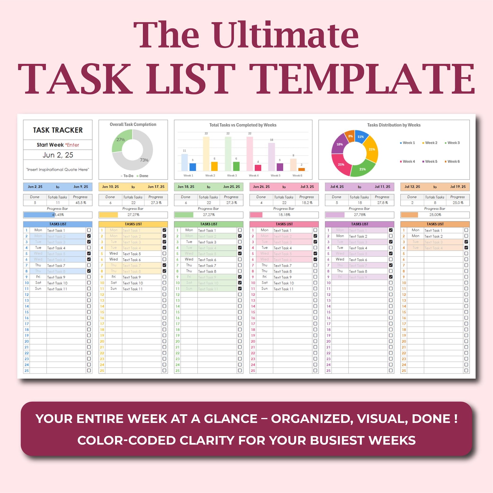 Excel Task Tracker Template | Daily Weekly & Monthly Task Template ...