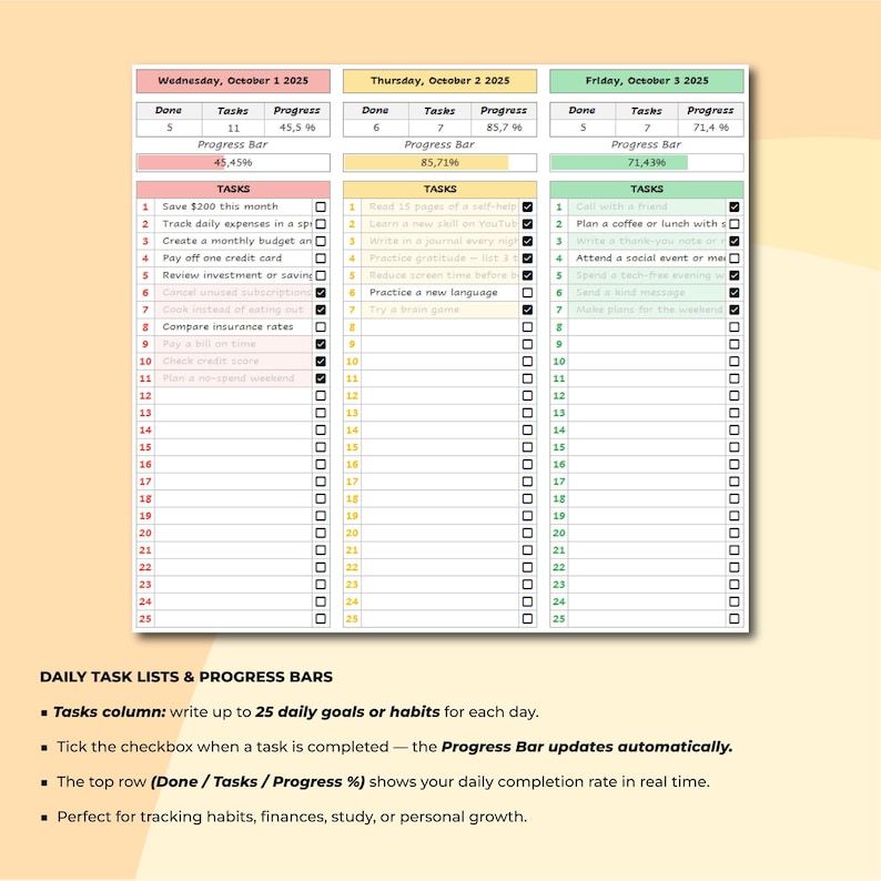 Excel SMART Goals Planner Template, Weekly Goal Tracker Spreadsheet ...