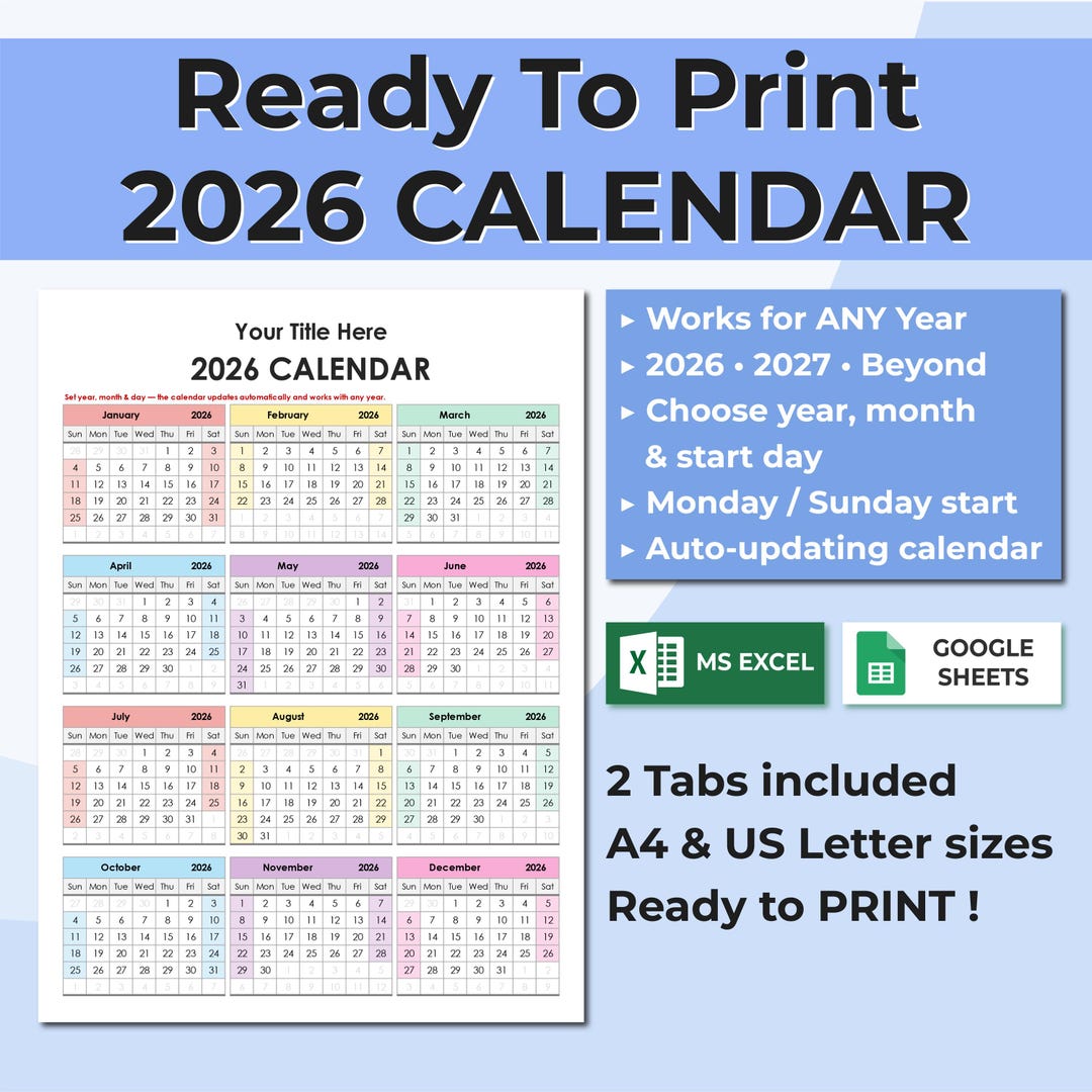 Calendrier 2026 2027, feuille de calcul, calendrier annuel modifiable ...