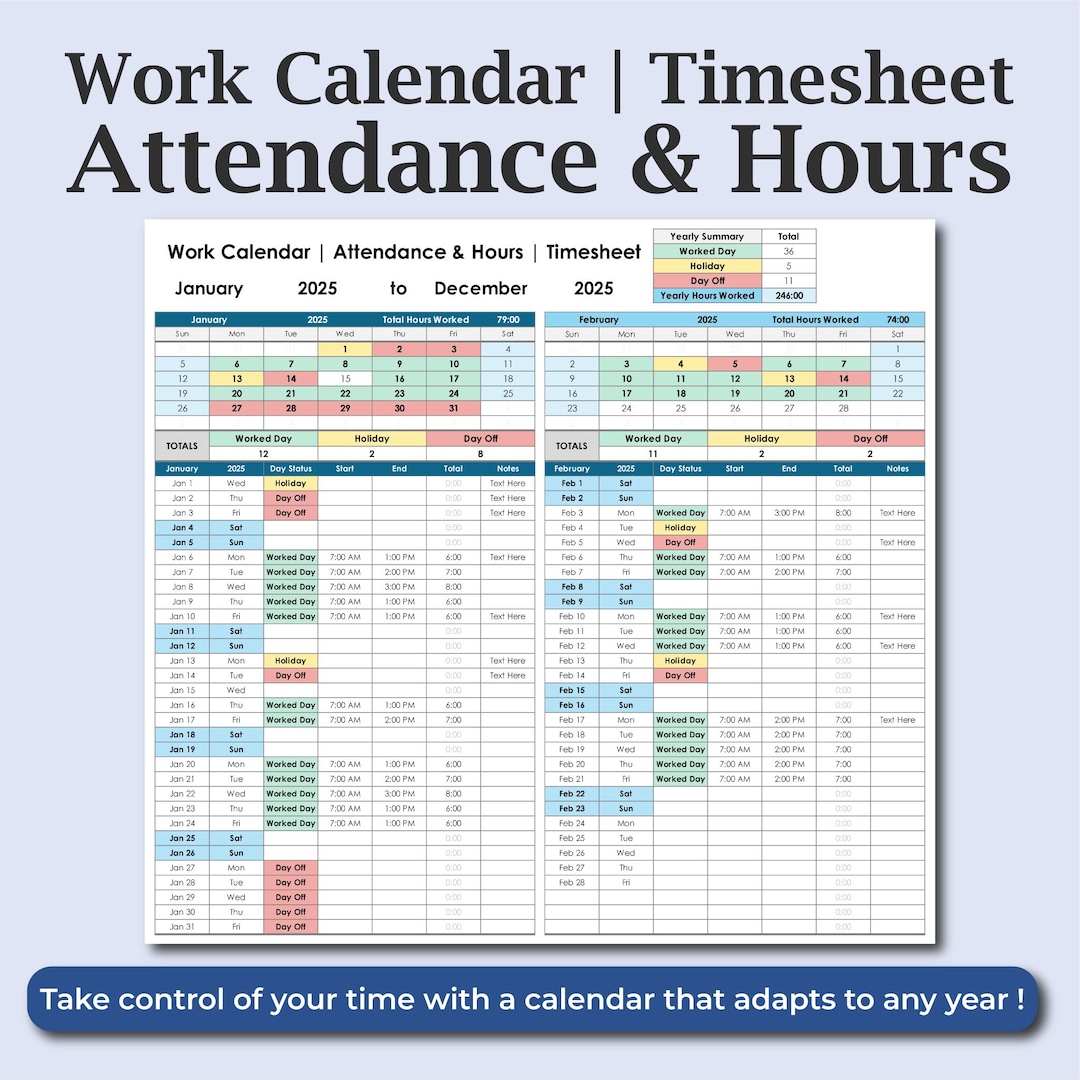 Work Hours Tracker | Excel & Google Sheets Timesheet Template ...