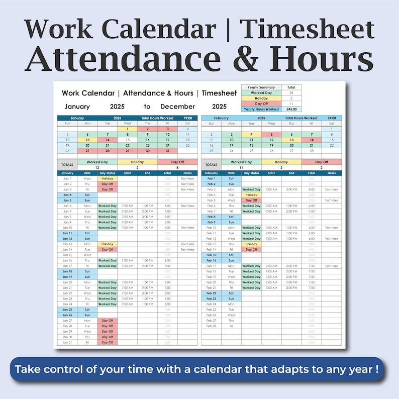 Work Hours Tracker | Excel & Google Sheets Timesheet Template ...